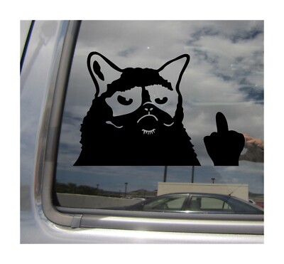 Angry Cat Flipping Finger - Middle Funny Humor - Car Vinyl Decal ...
