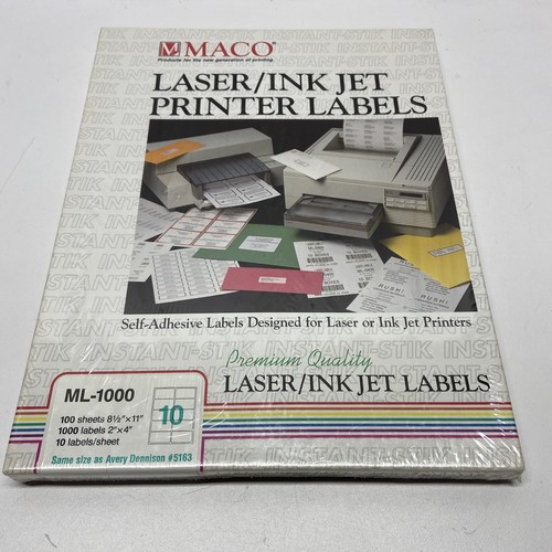 Maco Ml-1000b Shipping Label - 2" Width X 4" Length 2500 / Box White ...