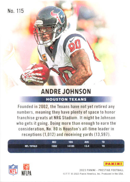 2023 Panini Prestige Andre Johnson #115 Houston Texans | eBay