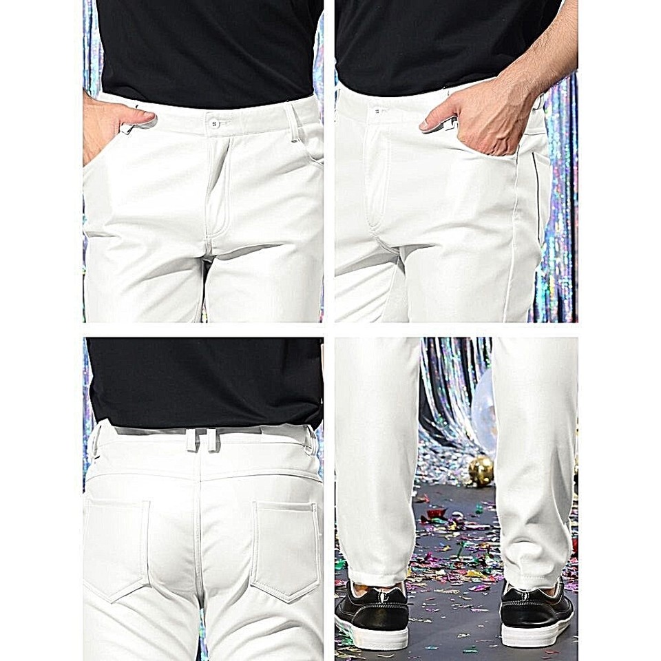 Men's White Leather Pant Genuine Lambskin Leather Trouser Five Pocket Jeans W/34 | eBay