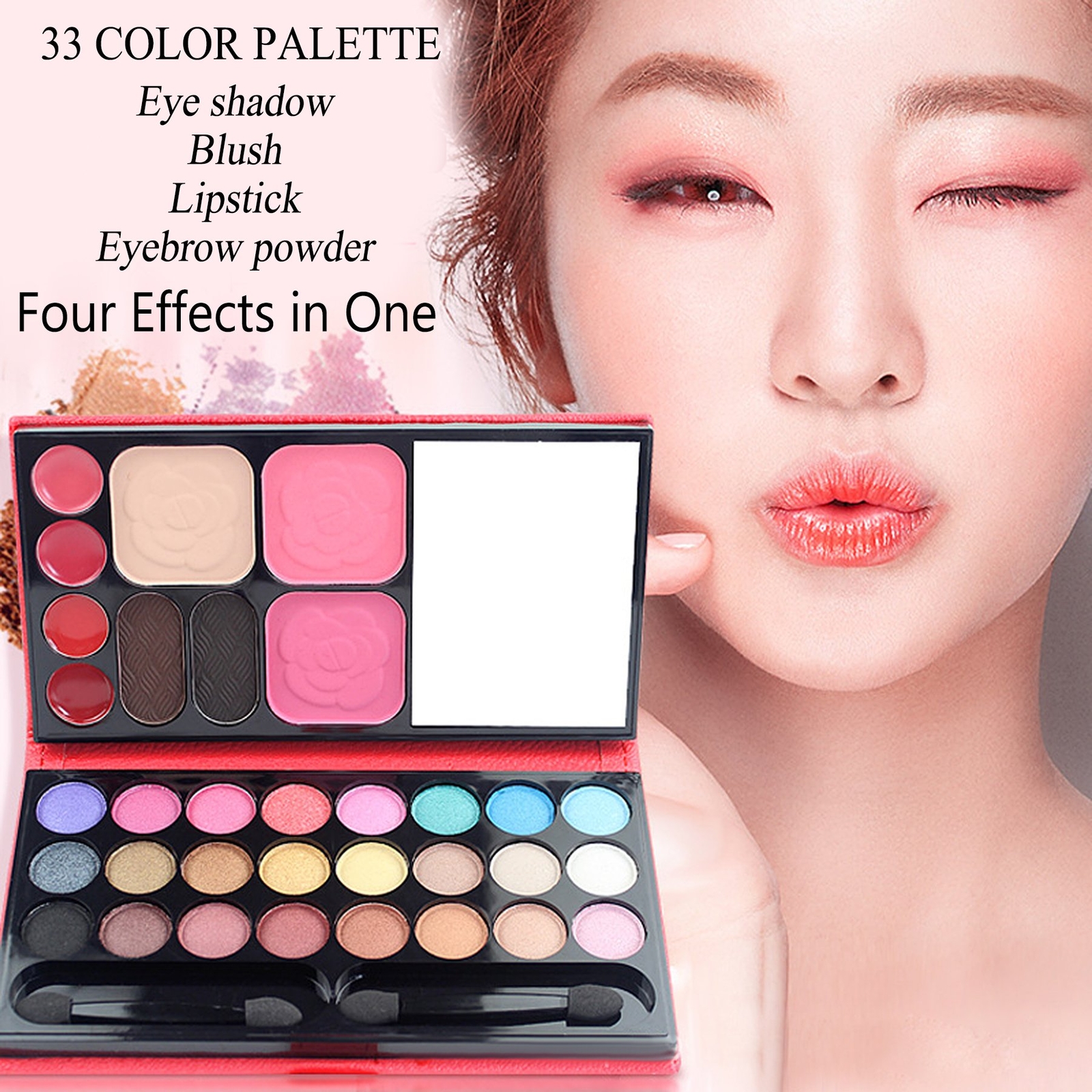 33 Colors All in one Eyeshadow Lip Palette Kit Blush Facial Travel ...