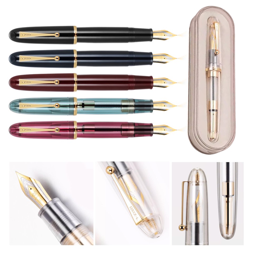 Jinhao 9019 Resin Fountain Pen #8 F/M Nib, Big Size & High Capacity ...