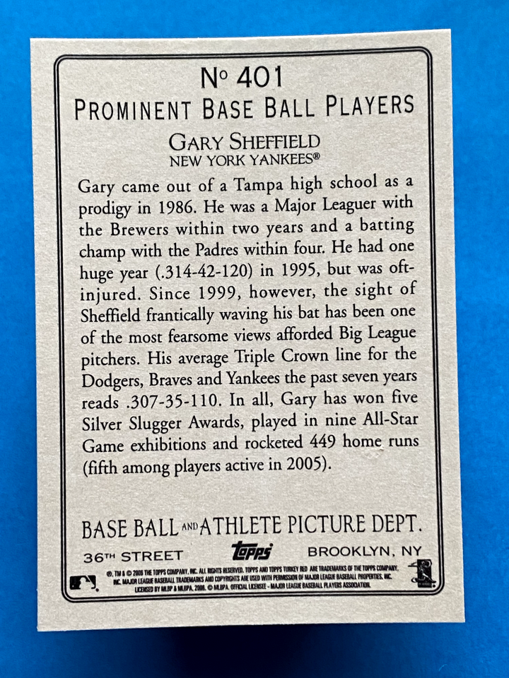 2006 Topps Turkey Red Gary Sheffield #401 | eBay