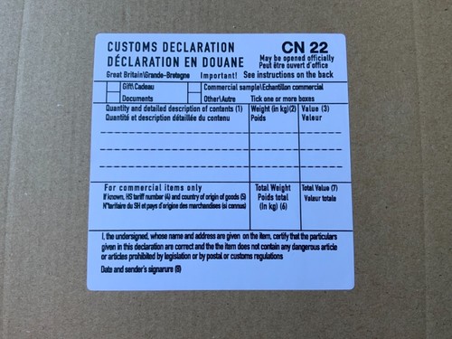Self Adhesive CN22 Custom Declaration Forms Labels - Square style 4x4 ...
