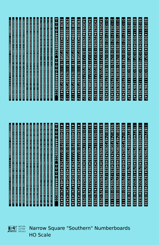 K4 HO Scale Decals Narrow Square Style Diesel Number Boards White On ...
