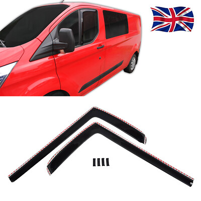 2 FRONT GP WIND DEFLECTORS RAIN GUARDS for FORD TRANSIT CUSTOM 2013-up ...