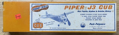 Vintage Peck Polymers Peanut Scale 13" Wing Span Clipped Wing Piper J3 ...