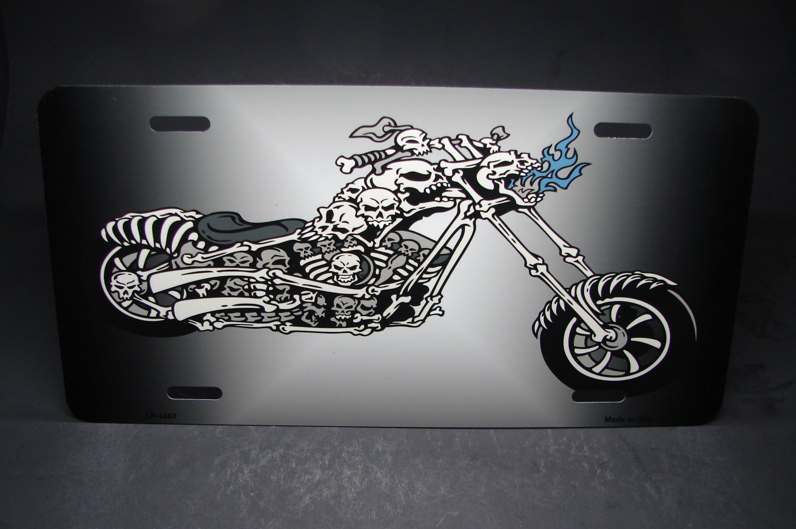 MOTORCYCLE BIKE SKULL LICENSE PLATE, CHOPPER BIKE SKULL CAR LICENSE ...