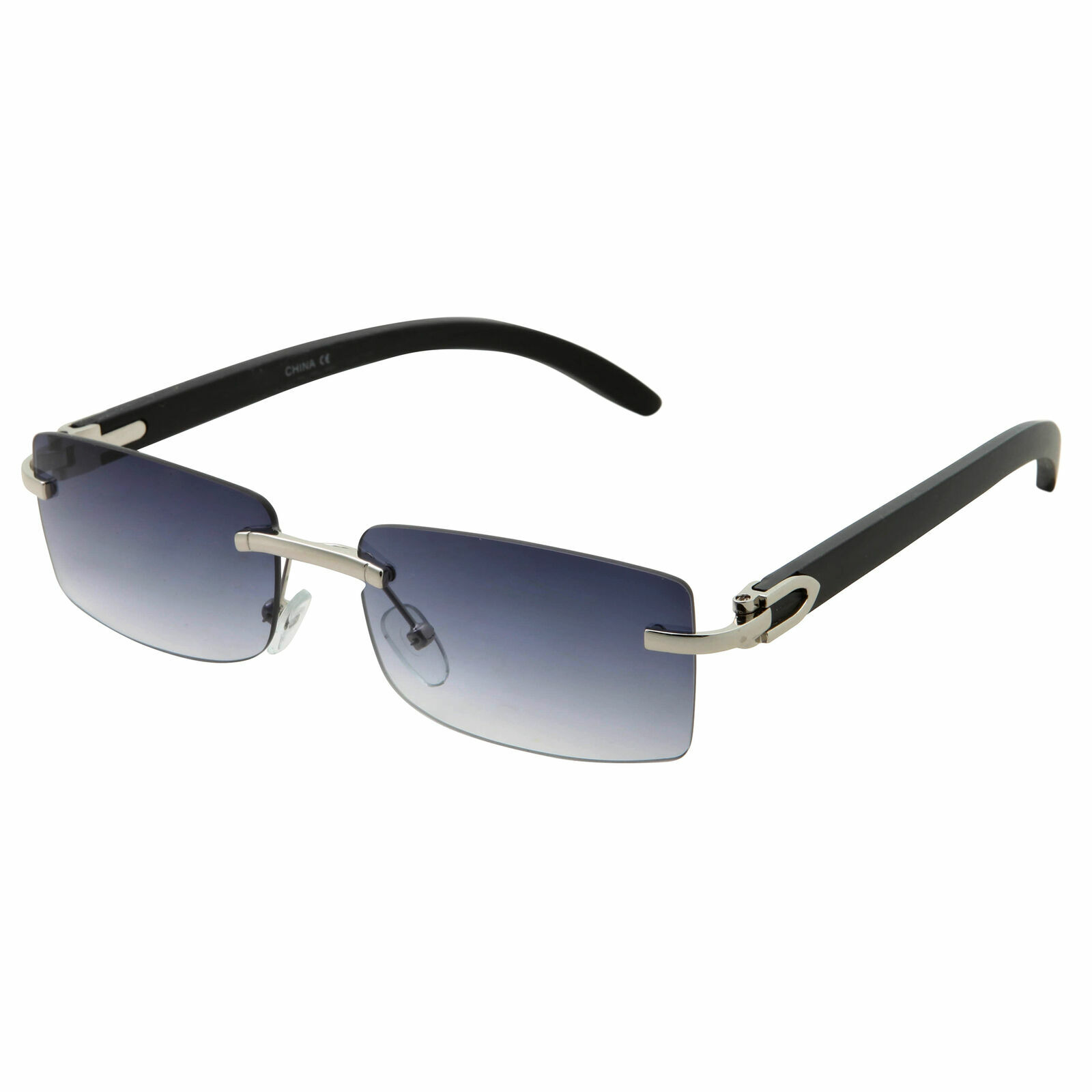 Retro Wood Buffs Vintage Style 90s Gangster Rimless Clear Lens Square ...