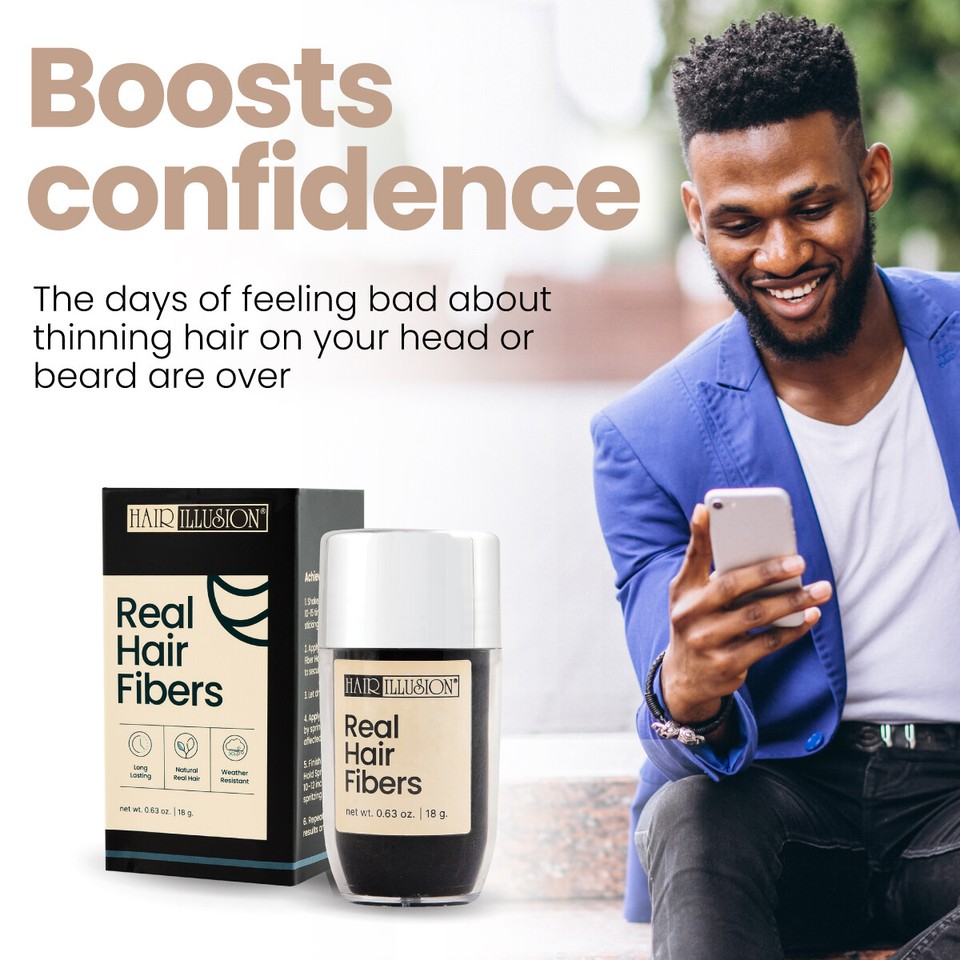 Hair Fibers & Holding Spray For Bald Spot Concealer, Hairline, Beard ...