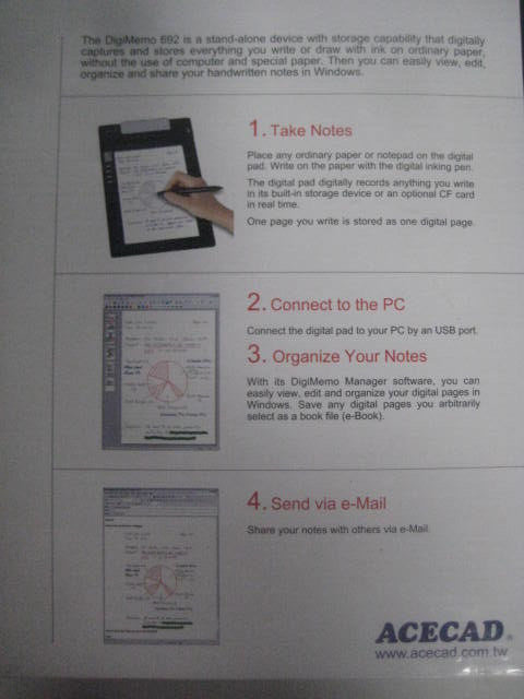 Acecad DigiMemo 692 Digital Writing Pad Computer Input Device 32MB ...