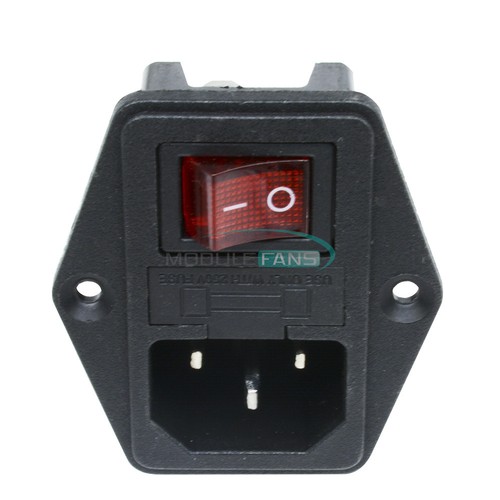 Black Red AC 250V 10A 3 Terminal Power Socket with Fuse Holder M | eBay