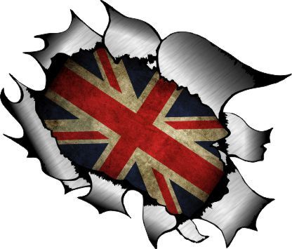 LARGE Ripped Torn Metal Look Design & Union Jack British Flag vinyl car ...