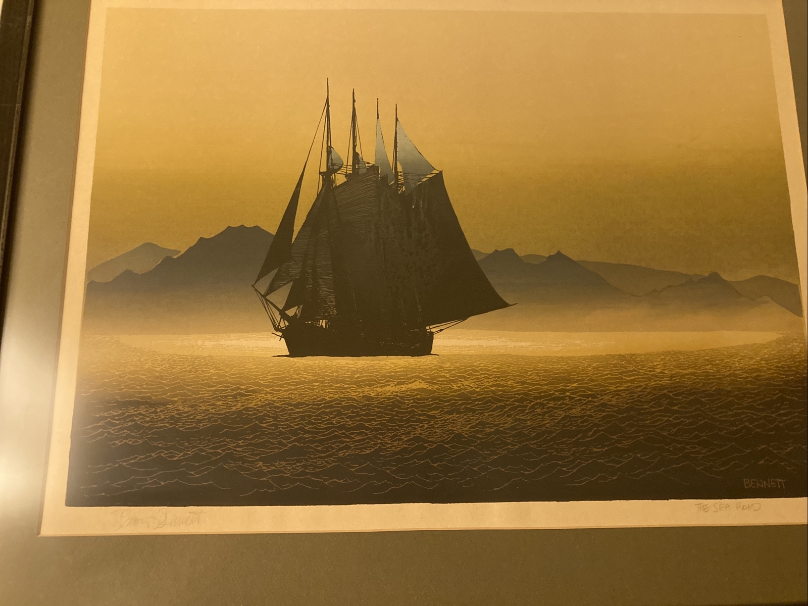 Elton Bennett Signed Vintage Original Art The Sea Road Artist’s Pencil ...