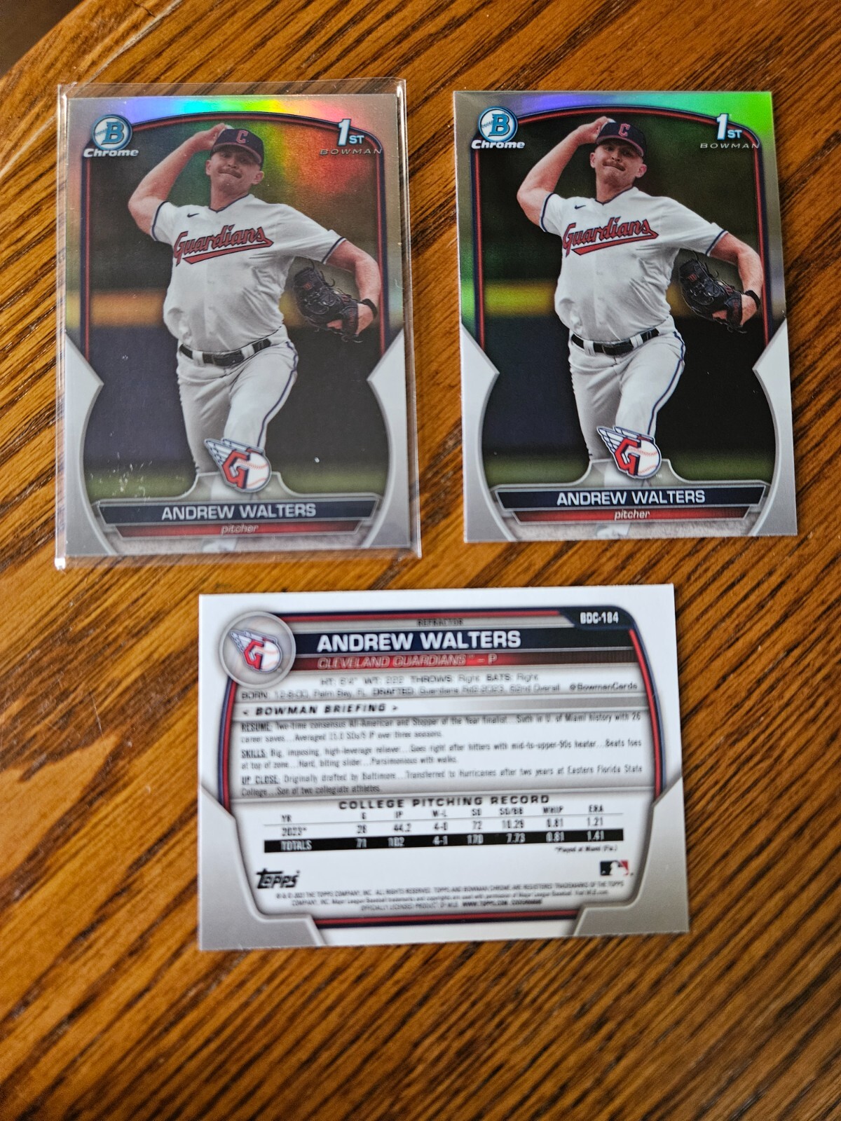 Andrew Walters 1st - (3) 2023 Bowman Draft Chrome Refractor BDC-184 ...