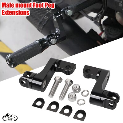 Black Male Mount Foot Peg Extensions For Harley Softail Touring Dyna ...