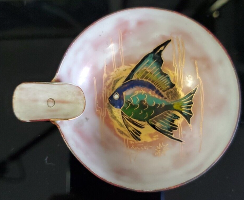 MCM Copper on Enamel Krelage Holland Angel Fish Tray Dish Handmade ...