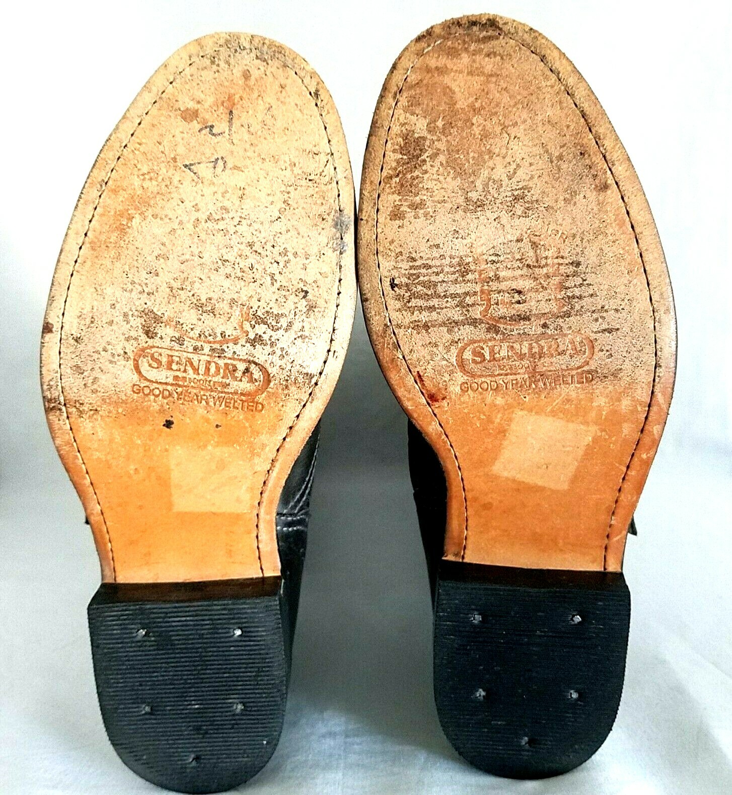 SENDRA Tall Riding Boots Gray Leather Buckles Spain W… - Gem