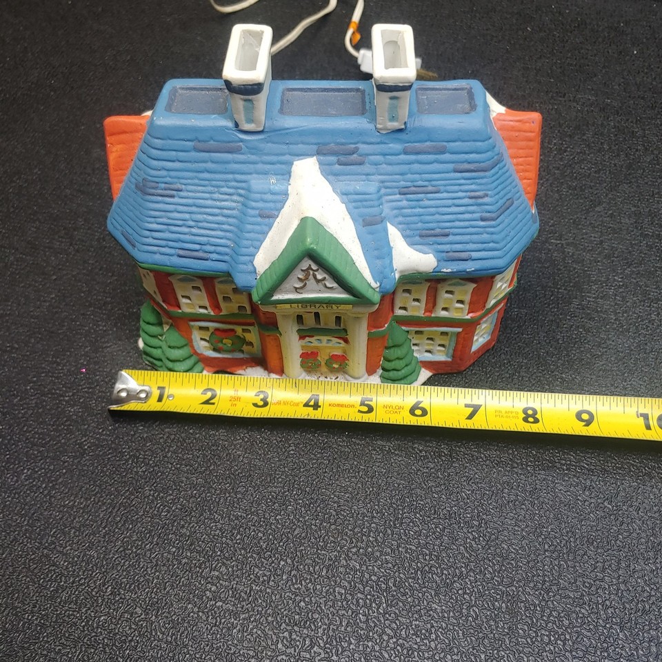 Vintage Christmas Village Illuminated Library Building | eBay