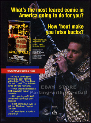 DICE RULES__Original 1991 Trade print AD promo__ANDREW DICE CLAY ...