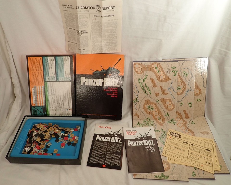 Panzer Blitz Avalon Hill Tank Bookcase Board Game Vintage Tactical ...
