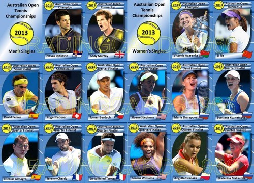 Australian Open 2013 Tennis Trading Cards Djokovic Murray Azarenka Na ...