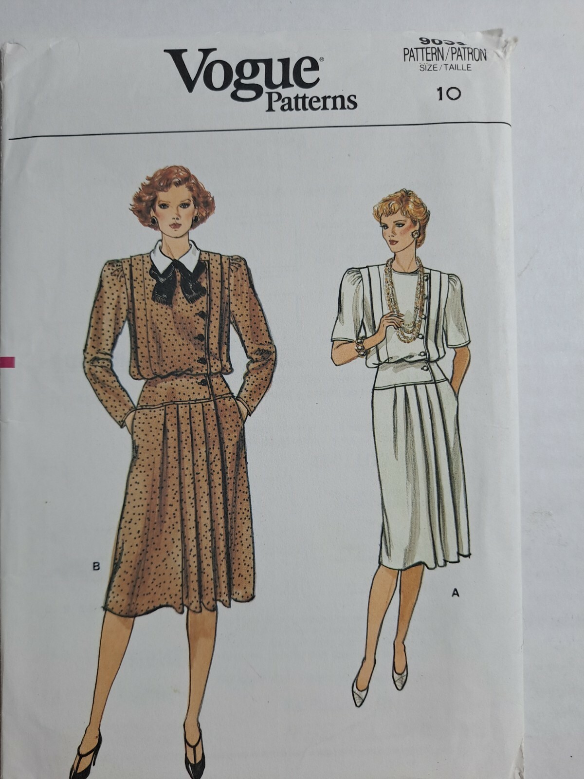 VOGUE 9033 - LADIES DRESS w/FRONT PLEATING PATTERN sz 10 VINTAGE OOP | eBay