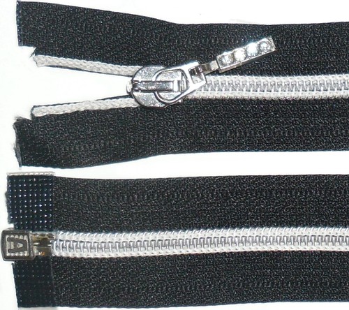ALBERT ZIP BLACK 13"/33CM SILVER NYLON SPIRAL TEETH COIL ZIPPER OPEN ...