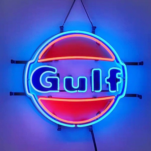 Gulf Gasoline Gas Oil Fuel 20"x16" Neon Light Sign Lamp With HD Vivid ...