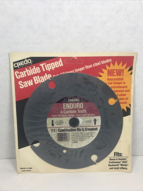 Credo Carbide Blade 4 Teeth 7-7 1/4" Enduro Combination Wood Ripping ...