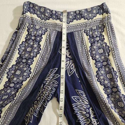 Camaroha Sutra Women's Small Blue Floral Print Layered Split Wide Leg ...