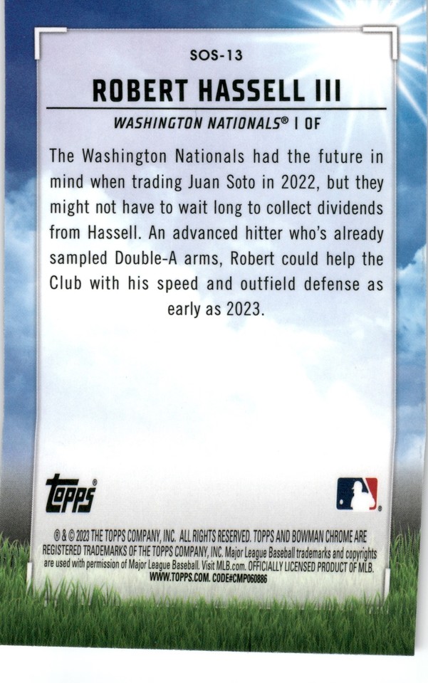 2023 Bowman #SOS-13 Robert Hassell III Sights on September Mega Great ...