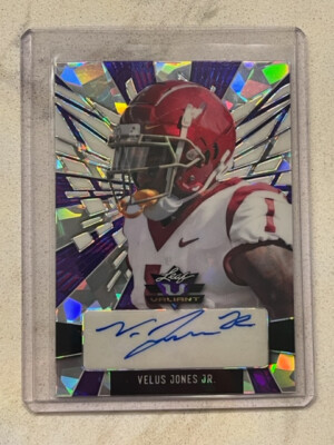 VELUS JONES JR. Bears 2022 Leaf Valiant Purple Ice # 1/10 AUTO ...