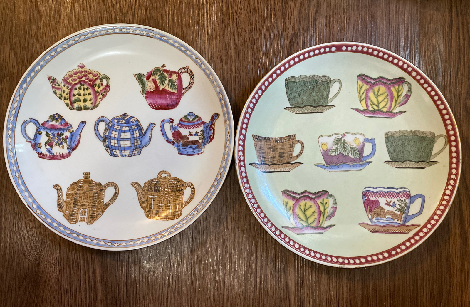 Hand Painted Oriental Accent Decorative Tea Pot Plates 10'' Diameter ...