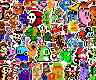 25/50 Nintendo Sprite Sticker Pack - Waterproof Vinyl- NES Pixel Art 8 ...