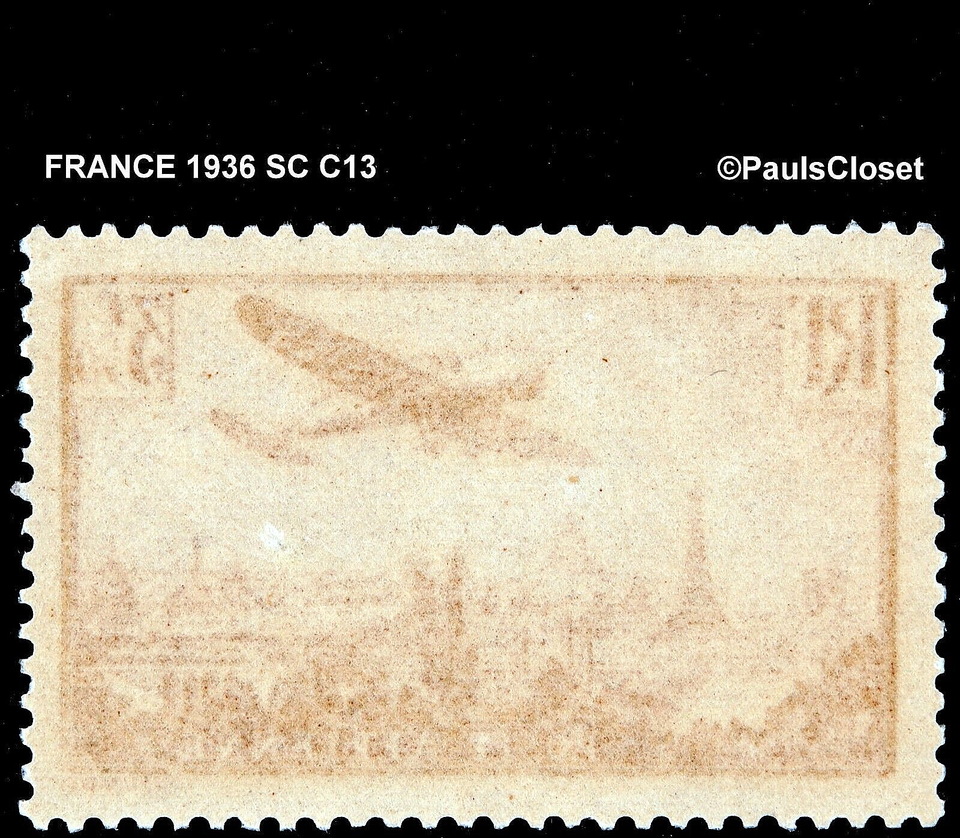FRANCE 1936 SC C13 PLANE OVER PARIS 3f50 ORANGE BROWN MVLH OG FINE/VERY ...