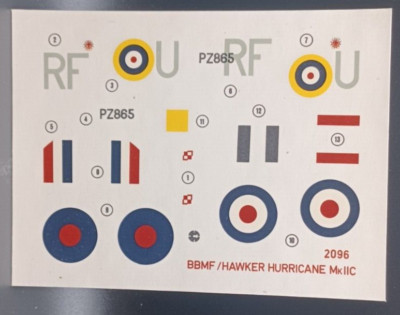 Unknown | No. 2096 | 1:72 BBMF Hawker Hurricane MkIIC Decals | eBay