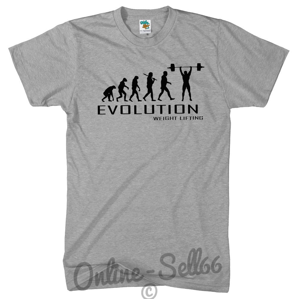 Weight Lifting Evolution T Shirt Mens Womens Present Top Sports Gym ...