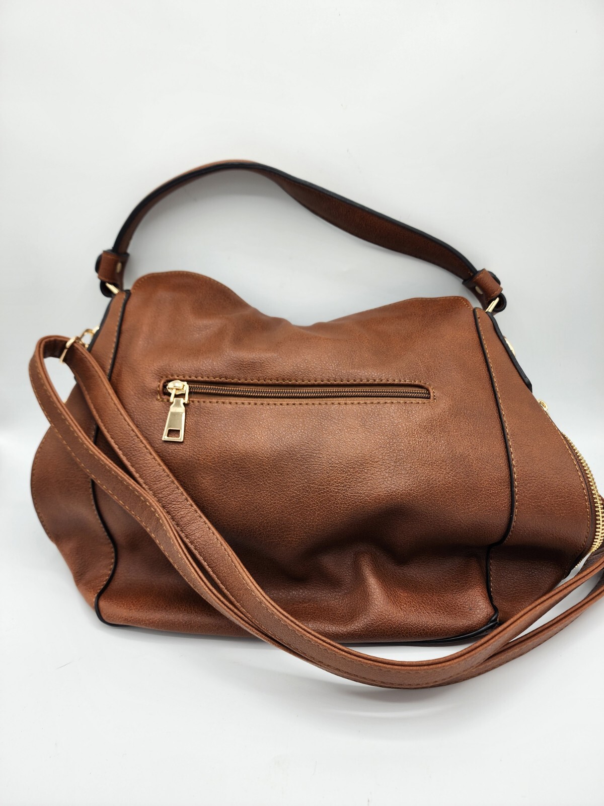 Realer Soft Brown Faux Leather Purse Handbag Large Hobo Crossbody | eBay