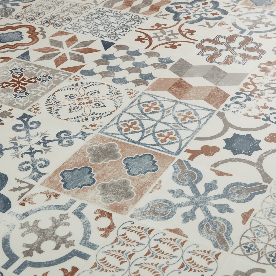 Lino Flooring Vintage Moroccan Mosaic Tiles Foam Sheet Lino ...
