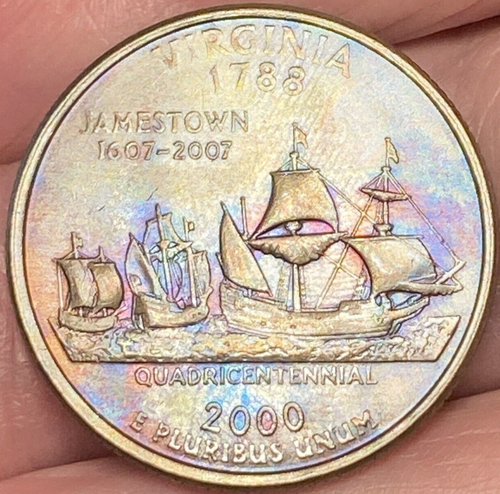 2000-D Virginia State Quarter Beautiful Lustrous Rainbow Toned Coin #11 ...
