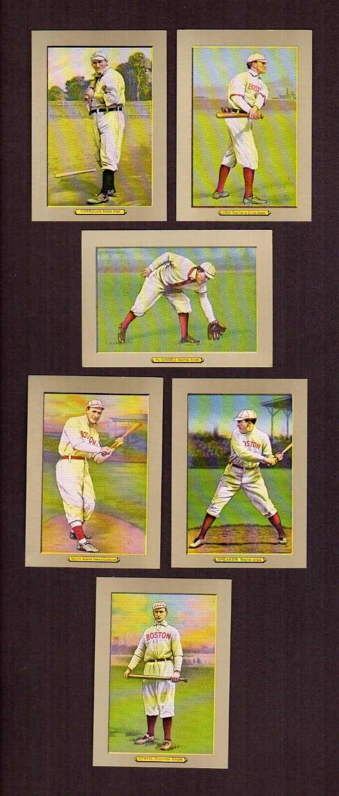 1910 BOSTON RED SOX Turkey Red T3 complete TEAM REPRINT SET ~ ALL 6 ...