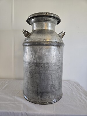 Vintage Large Steel 10 Gallon Farmhouse Dairy Metal Milk Can with Lid ...