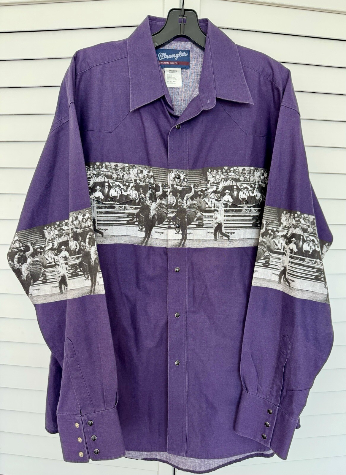 Vintage Wrangler Men Button Up Shirt XL Purple Pearl Snap NFR Rodeo ...