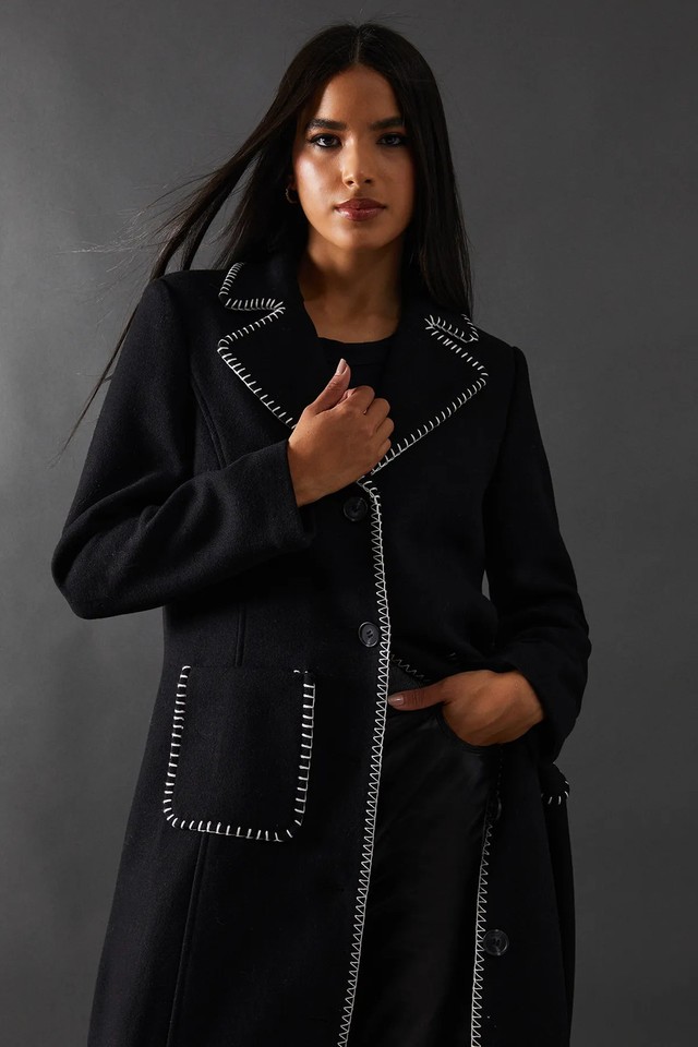 Warehouse Black Wool Look Coat Womens Day To Night Jackets & Coats ...