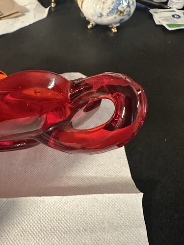 Ruby Red Glass Fostoria Nappy Bowl Coin Handled Vintage Candy Dish ...