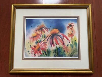June Marucci, Floral Water Color Print, Matted and Framed, Pencil ...
