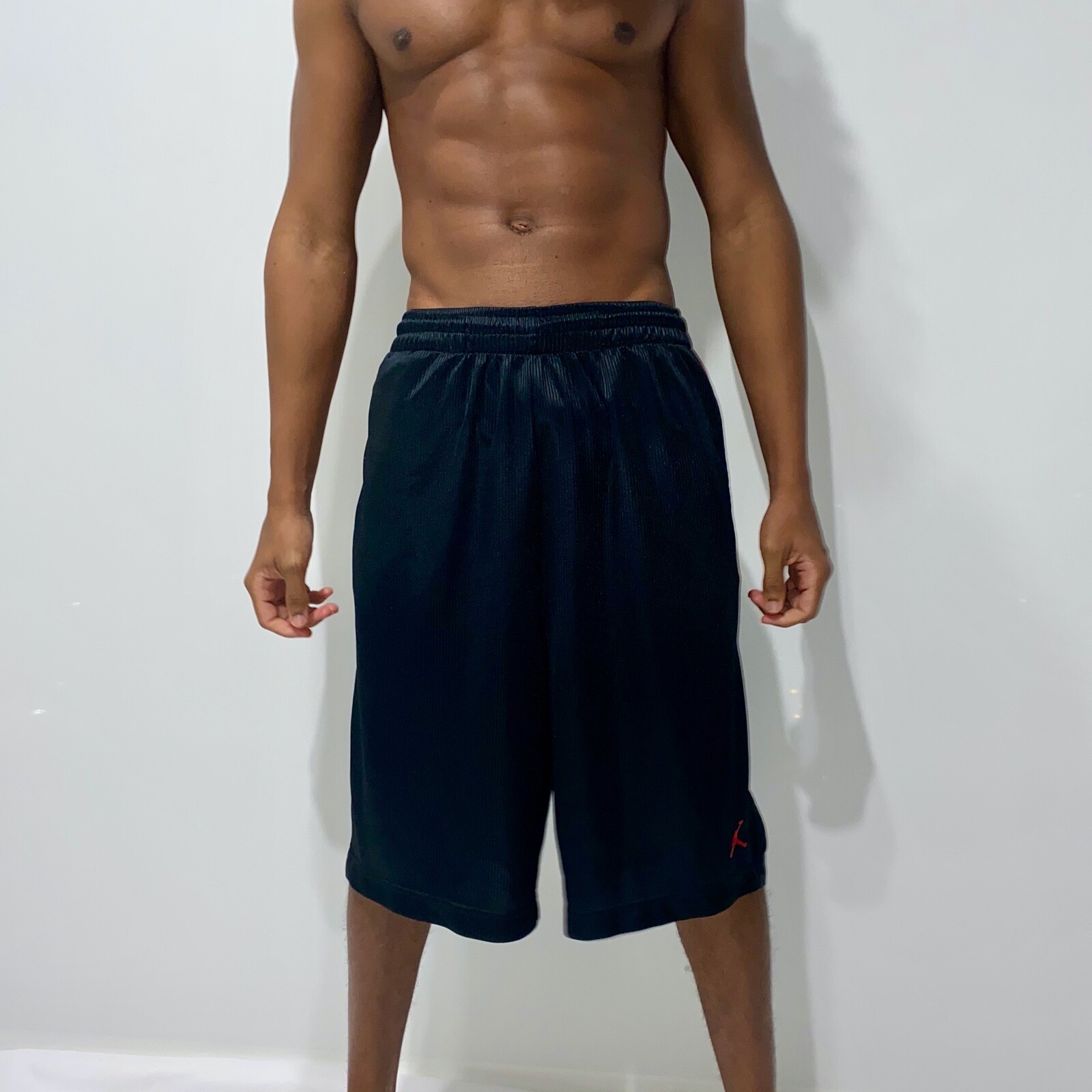 Super Rare Jordan Nike Basketball Dazzle Shorts Silky Black Red Medium ...