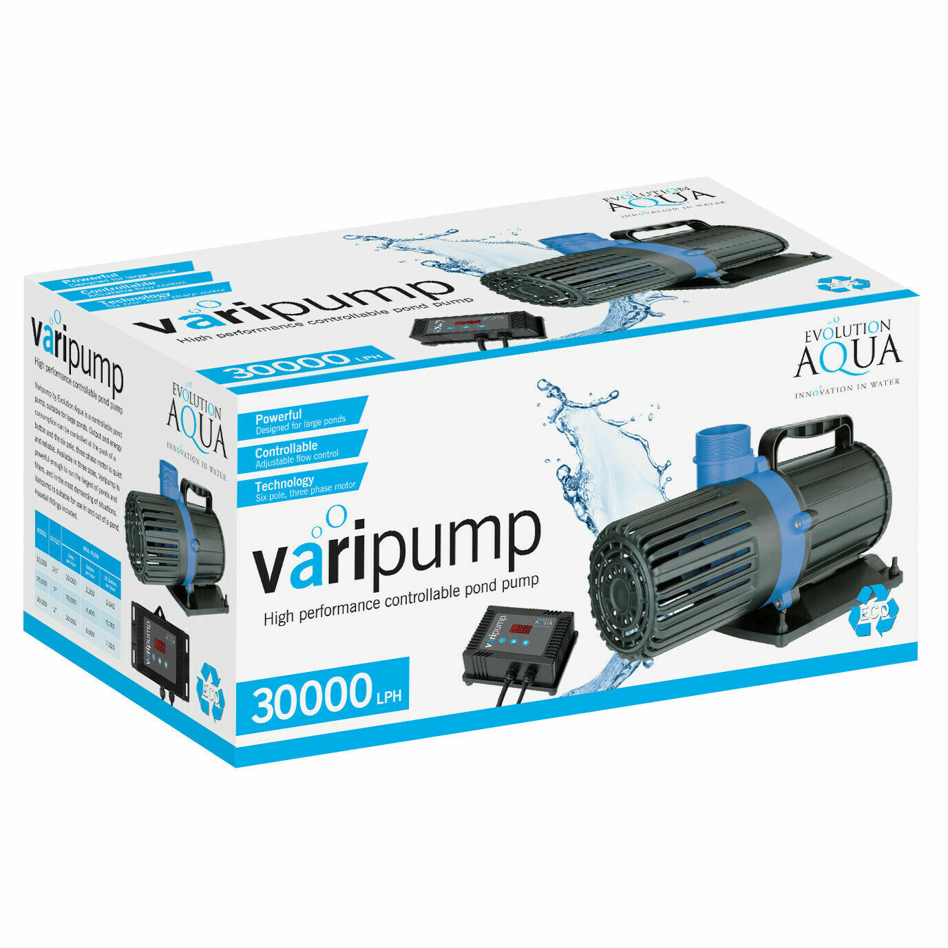 Evolution Aqua VariPump Variable Flow Pond Pump 10000 20000 30000 DC ...
