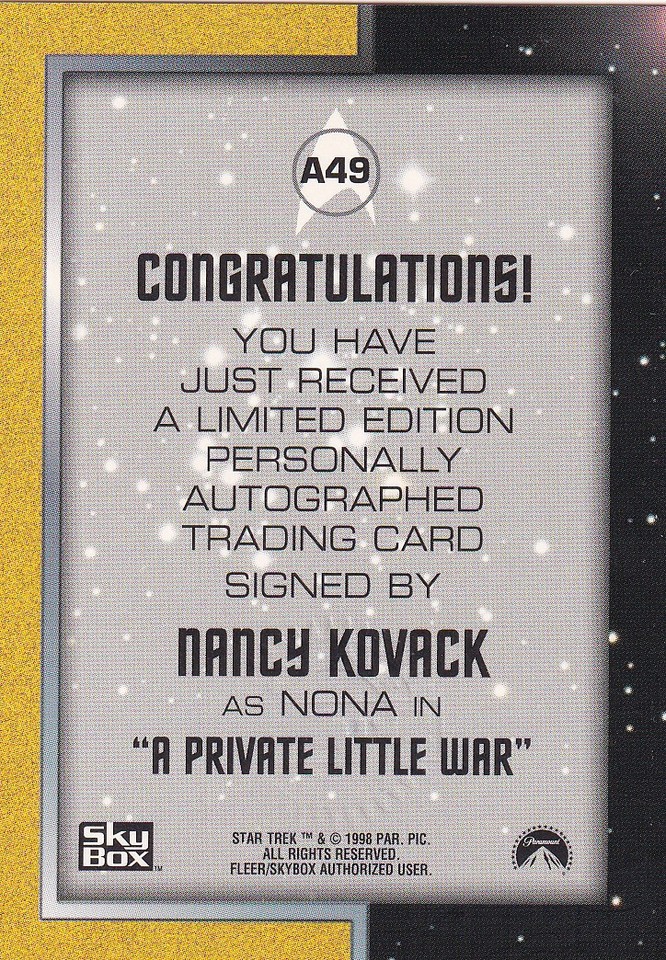 STAR TREK The Original Series TOS Autograph Card A49 Nancy Kovack as ...
